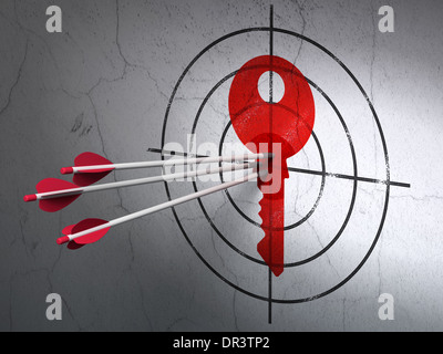 Protection concept: arrows in Key target on wall background Stock Photo ...