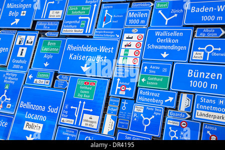 Collection of the swiss road signs Stock Photo - Alamy