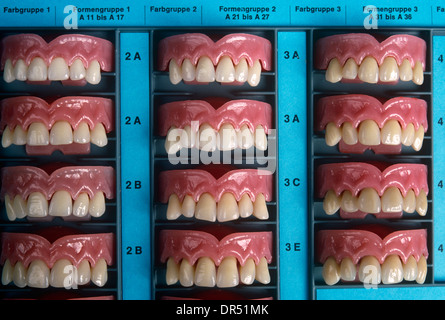 Acrylic teeth samples displayed at Ivoclar in Schaan, Liechtenstein who ...