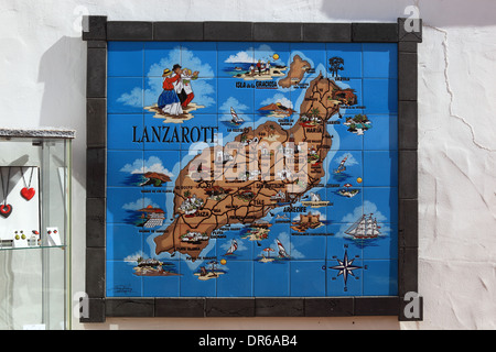 Map of tiles, Yaiza, Lanzarote, Canary islands, canaries, spain Stock ...