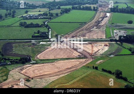 M6 Toll motorway under construction at Bridgtown Uk. aerial view road ...