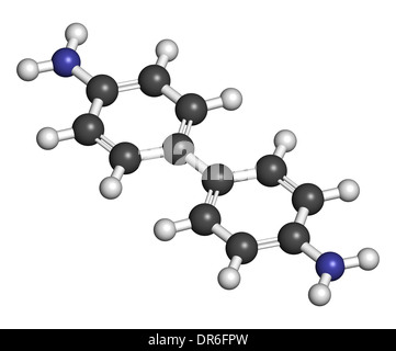 Benzidine molecule. It is aromatic amine, used for the detection of ...