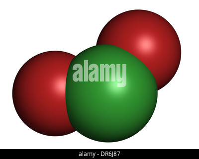 Chlorine dioxide (ClO2) molecule. Used in pulp bleaching and for ...