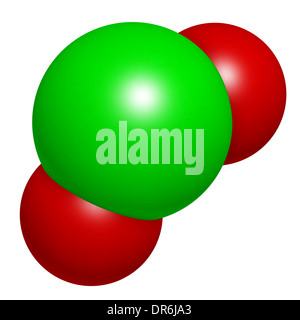 Chlorine dioxide (ClO2) molecule. Used in pulp bleaching and for ...