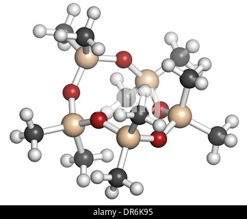 Decamethylcyclopentasiloxane (D5) molecule. Cyclic silicone chemical ...