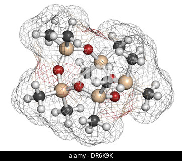 Decamethylcyclopentasiloxane (D5) molecule. Cyclic silicone chemical ...