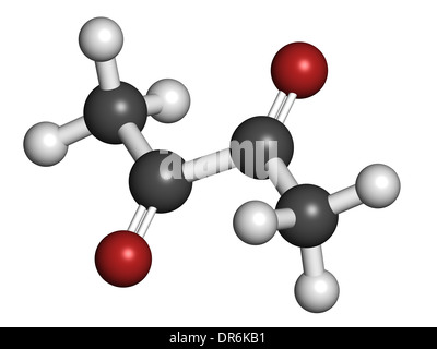 Diacetyl (butanedione) molecule. Responsible for taste of butter. Used ...