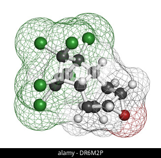 Dieldrin pesticide molecule. Insecticide that persists for very long ...
