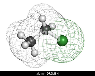 Chloroethane (ethylchloride) molecule. Used as mild topical anesthetic ...