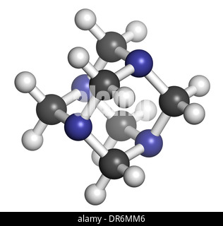 Hexamethylenetetramine (methenamine) molecule. Medically used to treat ...