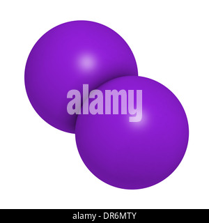Iodine (I2) molecule. Solutions of elemental iodine are used as ...