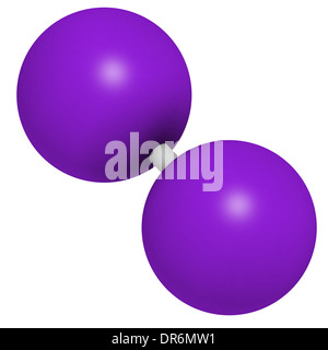 Iodine (I2) molecule. Solutions of elemental iodine are used as ...