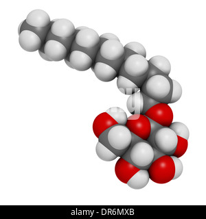 Lauryl glucoside (dodecyl glucoside) non-ionic surfactant molecule ...