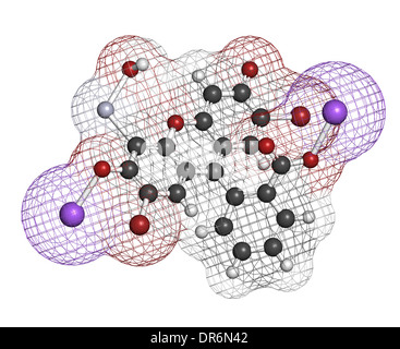 Merbromin topical antiseptic molecule. Used to treat wounds. Contains ...