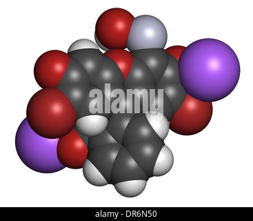 Merbromin topical antiseptic molecule. Used to treat wounds. Contains ...