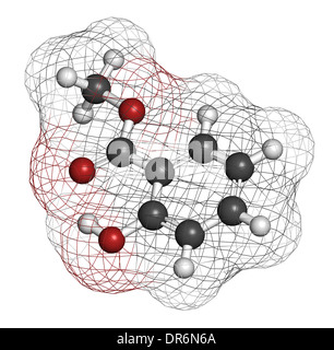 Methyl salicylate (wintergreen oil) molecule. Acts as rubefacient. Used ...