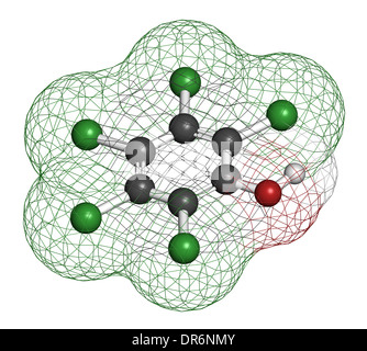 Pentachlorophenol (PCP) pesticide and disinfectant molecule. Often used ...