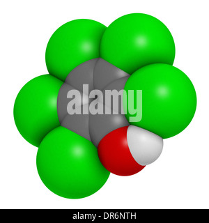 Pentachlorophenol (PCP) pesticide and disinfectant molecule. Often used ...
