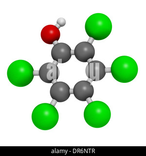 Pentachlorophenol (PCP) pesticide and disinfectant molecule. Often used ...
