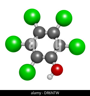 Pentachlorophenol (PCP) pesticide and disinfectant molecule. Often used ...