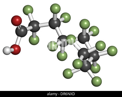 Perfluorooctanoic acid (PFOA, C8) molecule. Important and persistent ...