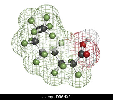 Perfluorooctanoic acid (PFOA, C8) molecule. Important and persistent ...