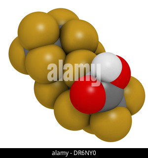 Perfluorooctanoic acid (PFOA, C8) molecule. Important and persistent ...