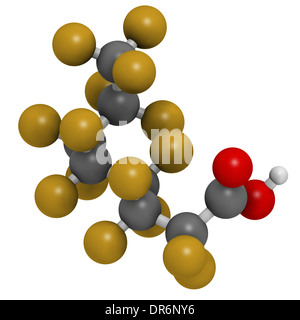 Perfluorooctanoic acid (PFOA, C8) molecule. Important and persistent ...