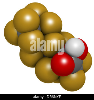 Perfluorooctanoic acid (PFOA, C8) molecule. Important and persistent ...