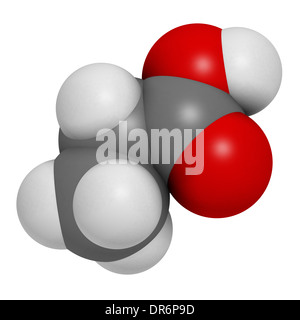Propionic acid (propanoic acid) molecule. Used as preservative in food ...