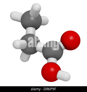 Propionic acid (propanoic acid) molecule. Used as preservative in food ...