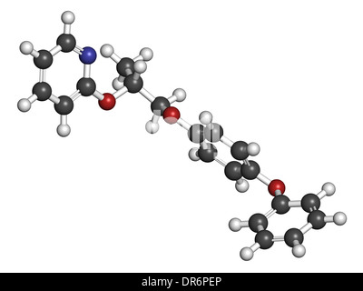Pyriproxyfen pesticide molecule. Juvenile hormone analogue that ...
