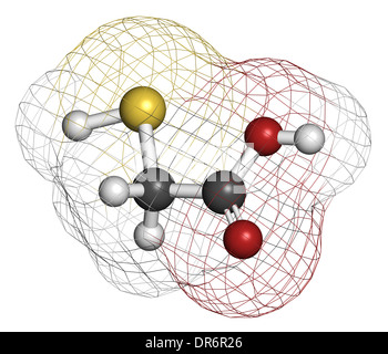 Thioglycolic acid (TGA) molecule. Used in chemical depilation and for ...