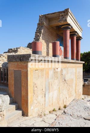 Red columns of the Knossos palace. Knossos palace on the island of ...
