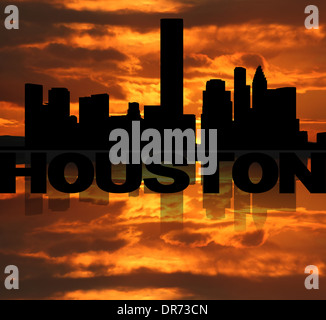 Houston skyline at sunset illustration Stock Photo - Alamy