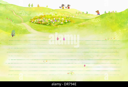 illustration of letter template with a nature scene as background Stock ...