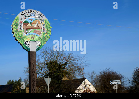 Silverstone village sign Stock Photo - Alamy