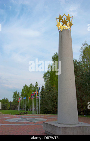 Monument marking geographic centre of Europe, Purnuskes, Lithuania ...