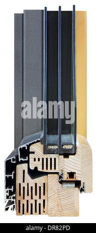 A cross section of window performance triple glazing cut to show the ...