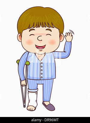 Man with cast on leg, illustration Stock Photo - Alamy