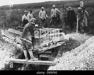 Excavating machine for digging trenches, France, WW1 Stock Photo - Alamy
