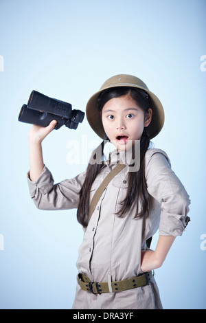 a girl dressed as an explorer Stock Photo - Alamy