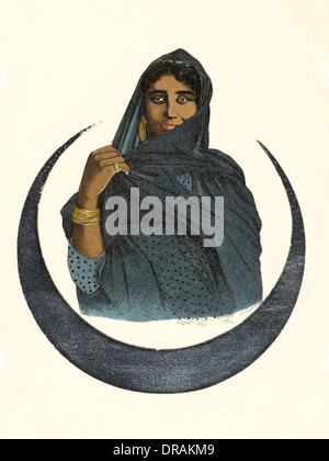 Southern Egyptian Girl - Sudan - with silver crescent moon Stock Photo ...