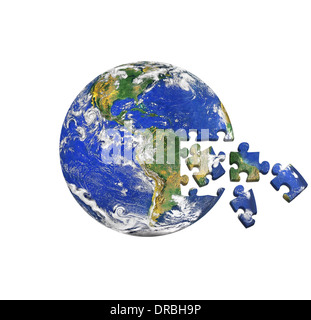 illustration of jigsaw puzzle on earth Stock Photo - Alamy