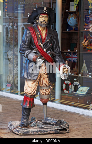 Pirate statue with skull and crossbones hat, eyepatch and peg leg ...