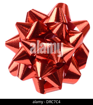 Gift with red bow on metallic background copyspace holidays concept ...