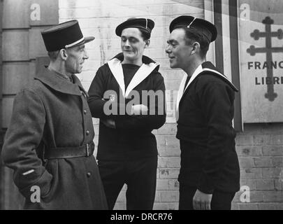 WW2 - Free French Navy Sailors on a march Stock Photo - Alamy