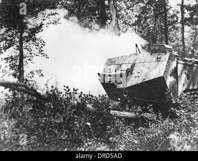 World War 1 Tanks. French Saint-Chamond tank in the field. Powerfully ...