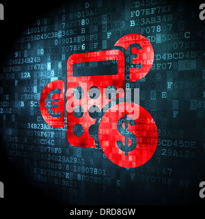 Advertising concept: Calculator on digital background Stock Photo - Alamy