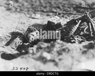 Dead German machine gunner, killed in the last week of the World War I ...